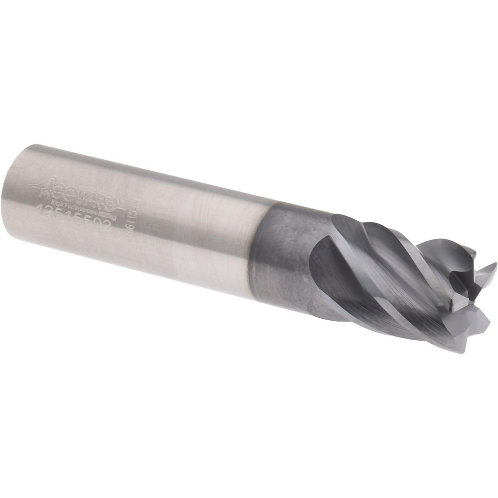 Accupro - Corner Radius End Mill: 1/2" Dia, 5/8" LOC, 0.0200" Radius, 5 Flute, Solid Carbide ...