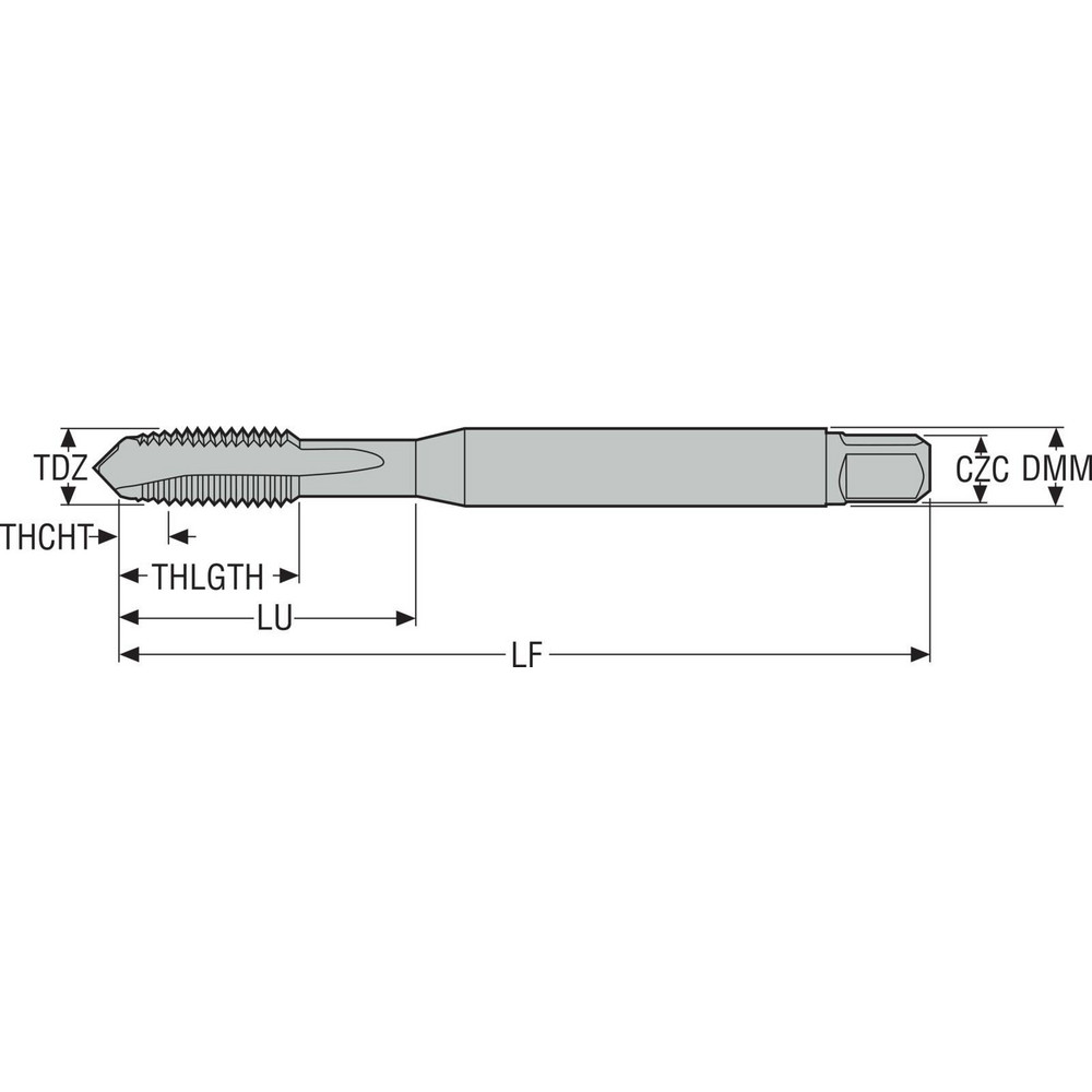 Seco - Spiral Point Tap: M3x0.5 Metric, 2 Flutes, Plug Chamfer, 6HX ...