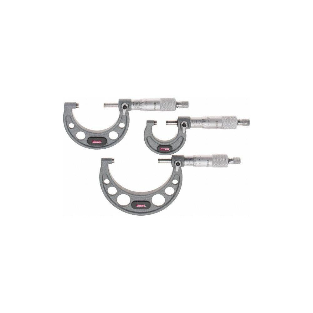 SPI - Mechanical Outside Micrometer Set: 3 Pc, 0.01 mm Graduation | MSC ...