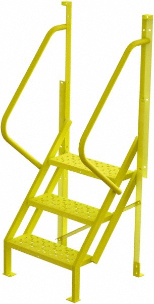 TRI-ARC - Steel 50 deg Incline Rolling Ladder: 30" Platform, 3 Step ...