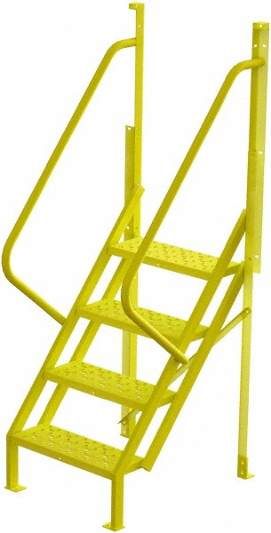 TRI-ARC - Steel 50 deg Incline Rolling Ladder: 40" Platform, 4 Step ...
