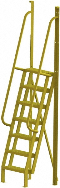 TRI-ARC - Steel 75 deg Incline Rolling Ladder: 70" Platform, 7 Step ...