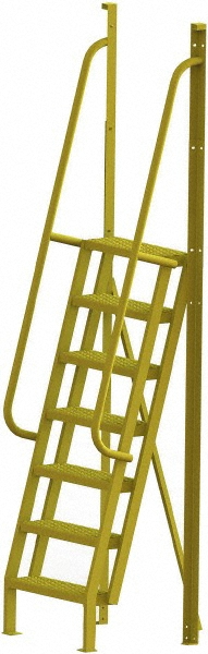 TRI-ARC - Steel 75 deg Incline Rolling Ladder: 70" Platform, 7 Step ...