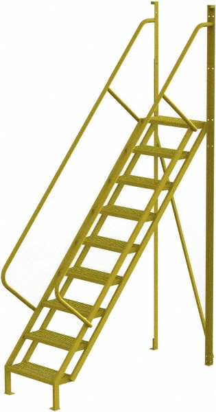 TRI-ARC - Steel 50 deg Incline Rolling Ladder: 90" Platform, 9 Step ...
