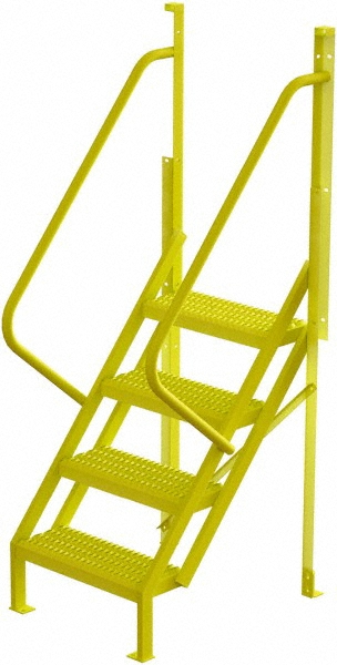 TRI-ARC - Steel 50 deg Incline Rolling Ladder: 40" Platform, 4 Step ...