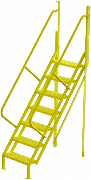 TRI-ARC - Steel 50 deg Incline Rolling Ladder: 70" Platform, 7 Step ...