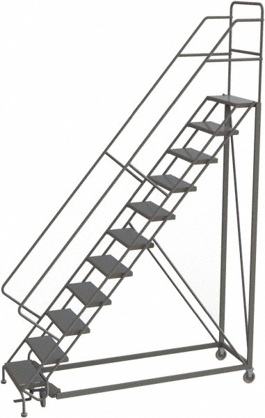 TRI-ARC - Steel 56 deg Incline Rolling Ladder: 450 lb Capacity, 11 Step ...