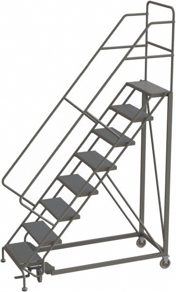 TRI-ARC - Steel 56 deg Incline Rolling Ladder: 12" Platform, 450 lb ...