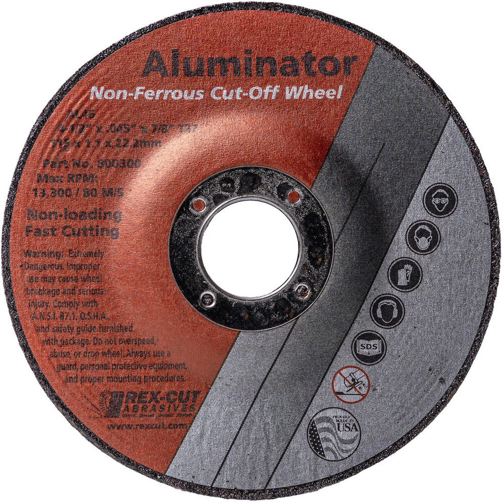 Rex Cut Abrasives - Cutoff Wheel: Type 27, 4-1/2" Dia, 0.0450" Thick, 7 ...
