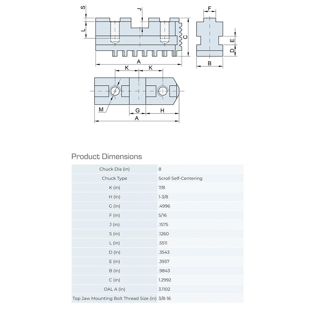 Gator Lathe Chucks - Hard Lathe Chuck Jaw: 8'' Max Chuck Dia, Master ...