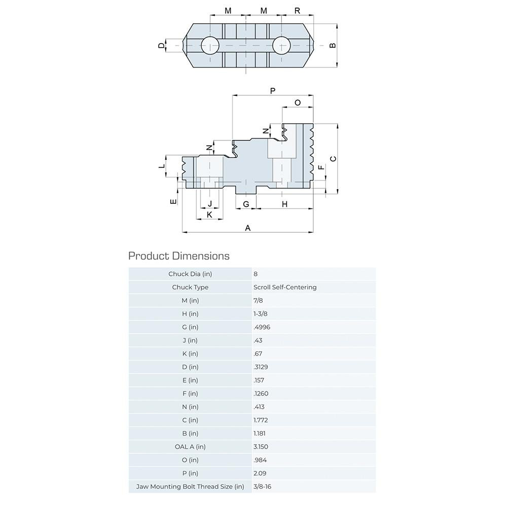 Gator Lathe Chucks - Hard Lathe Chuck Jaw: 8'' Max Chuck Dia, Top | MSC ...