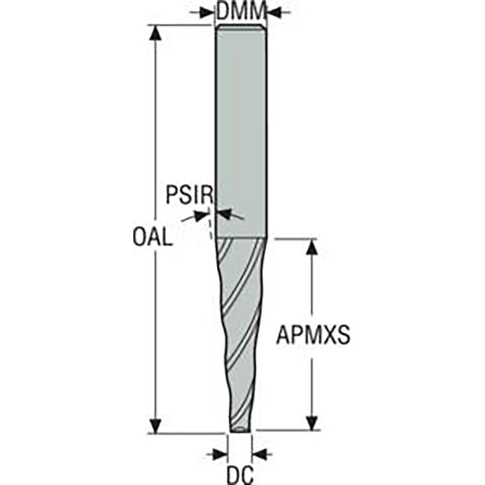 Seco - Tapered End Mill: 20 deg Angle per Side, 2.50 mm Small Dia, 10. ...