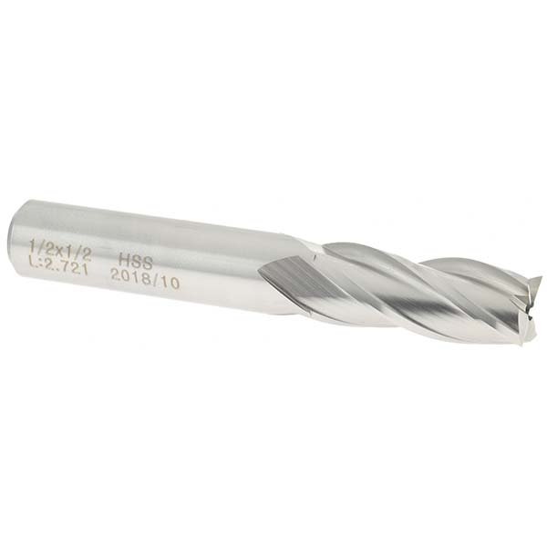 Value Collection - Square End Mill: 1/2" Dia, 1-1/2" LOC, 4 Flute, High ...