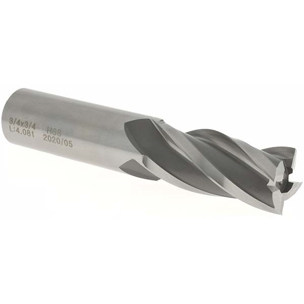 Value Collection - Square End Mill: 3/4" Dia, 1-5/8" LOC, 4 Flute, High ...