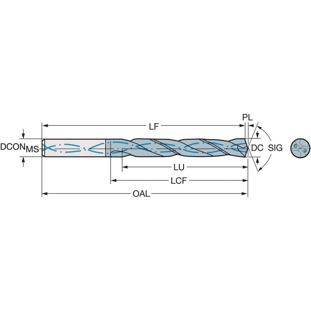 Sandvik Coromant - Taper Length Drill Bit: 8.00 mm (0.3150) Dia, 140 ...