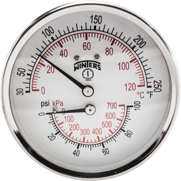 Winters - Pressure Gauge: 3" Dial, 1/2" Thread, Center Back Mount | MSC ...