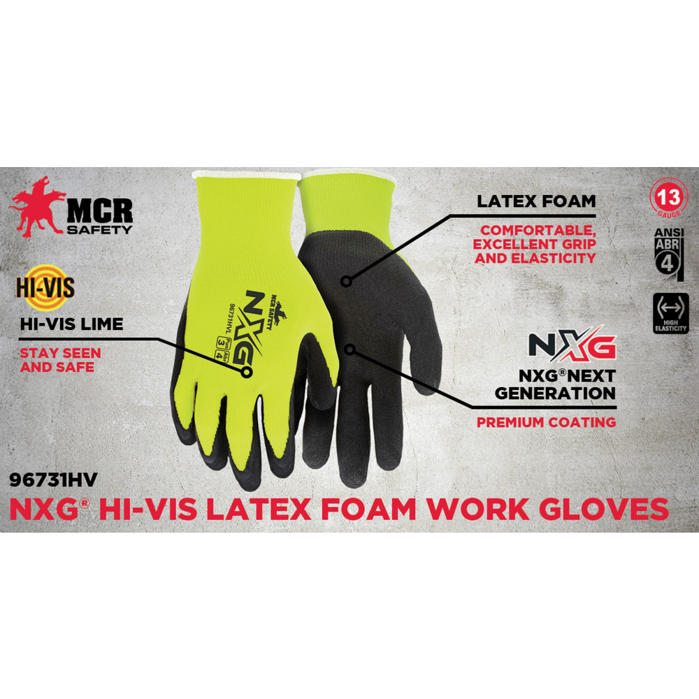 MCR Safety - Work Gloves: Memphis® 96731HV, Size Small, Latex-Coated ...