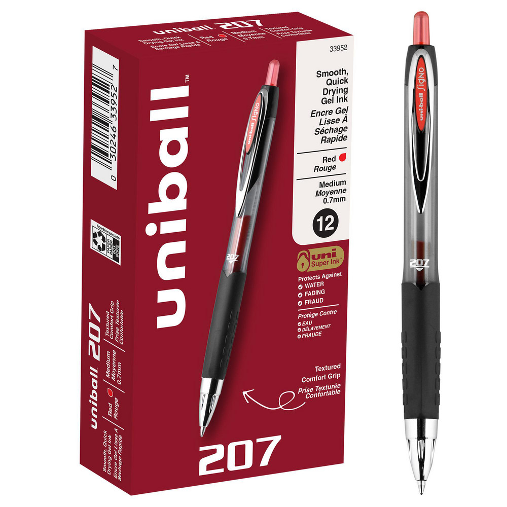 Uni-Ball - Retractable Pen: 0.7 mm Tip, Red Ink | MSC Direct