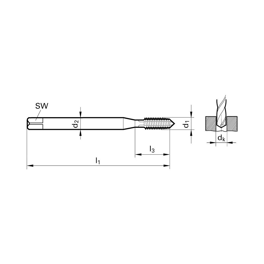 Guhring - Spiral Point Tap: M3x0.5 Metric, 3 Flutes, Plug Chamfer, 6H ...