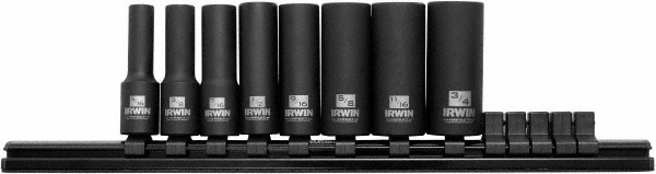 Irwin - Socket Set: Deep Impact Standard, 8 Pc, 3/8" Drive, 5/16 to 3/4 ...