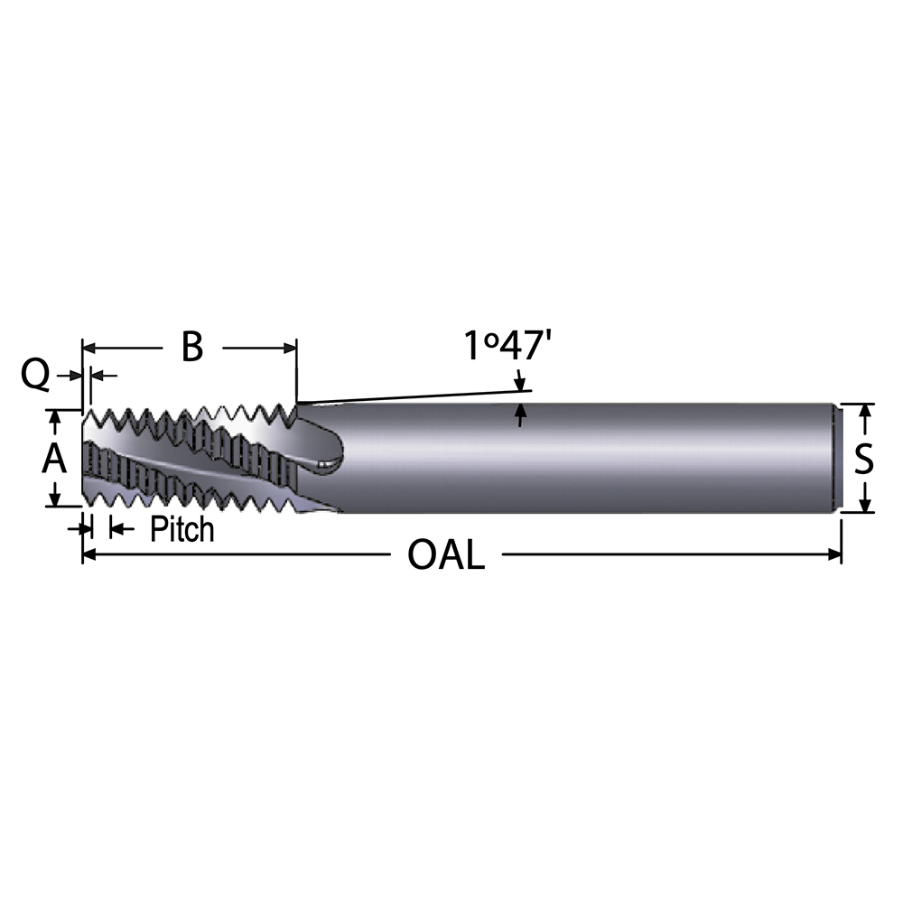 Scientific Cutting Tools - Helical Flute Thread Mill: 1/16-271/8-27 ...