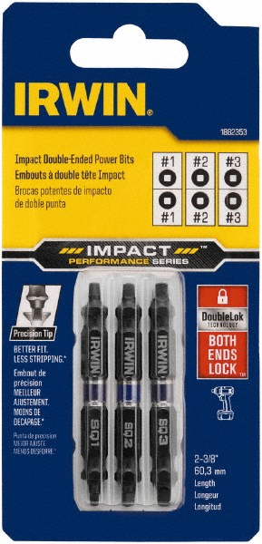 Irwin - Power Screwdriver Bit Set Double End Bit Set: 3 Pc, #1 to #3 ...
