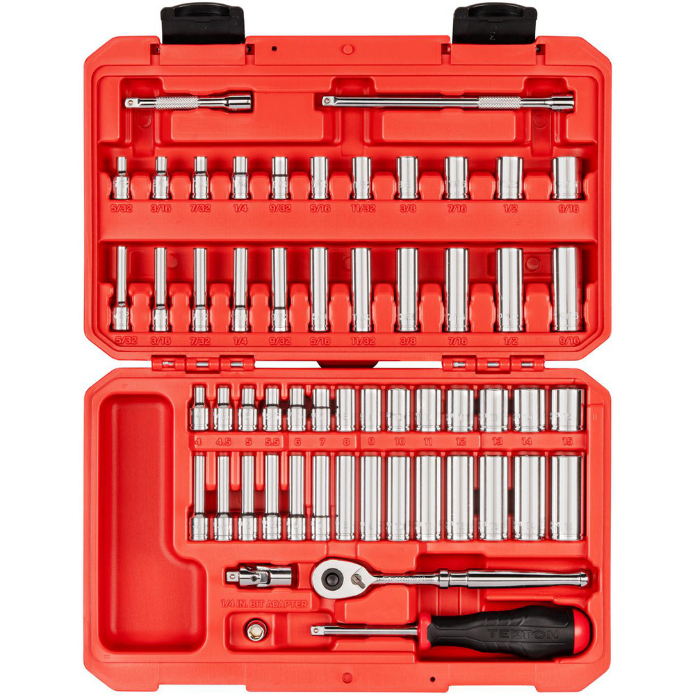 Tekton - Socket Set: Ratchet & Socket Set, 56 Pc, 1/4" Drive, 5/32" Min ...