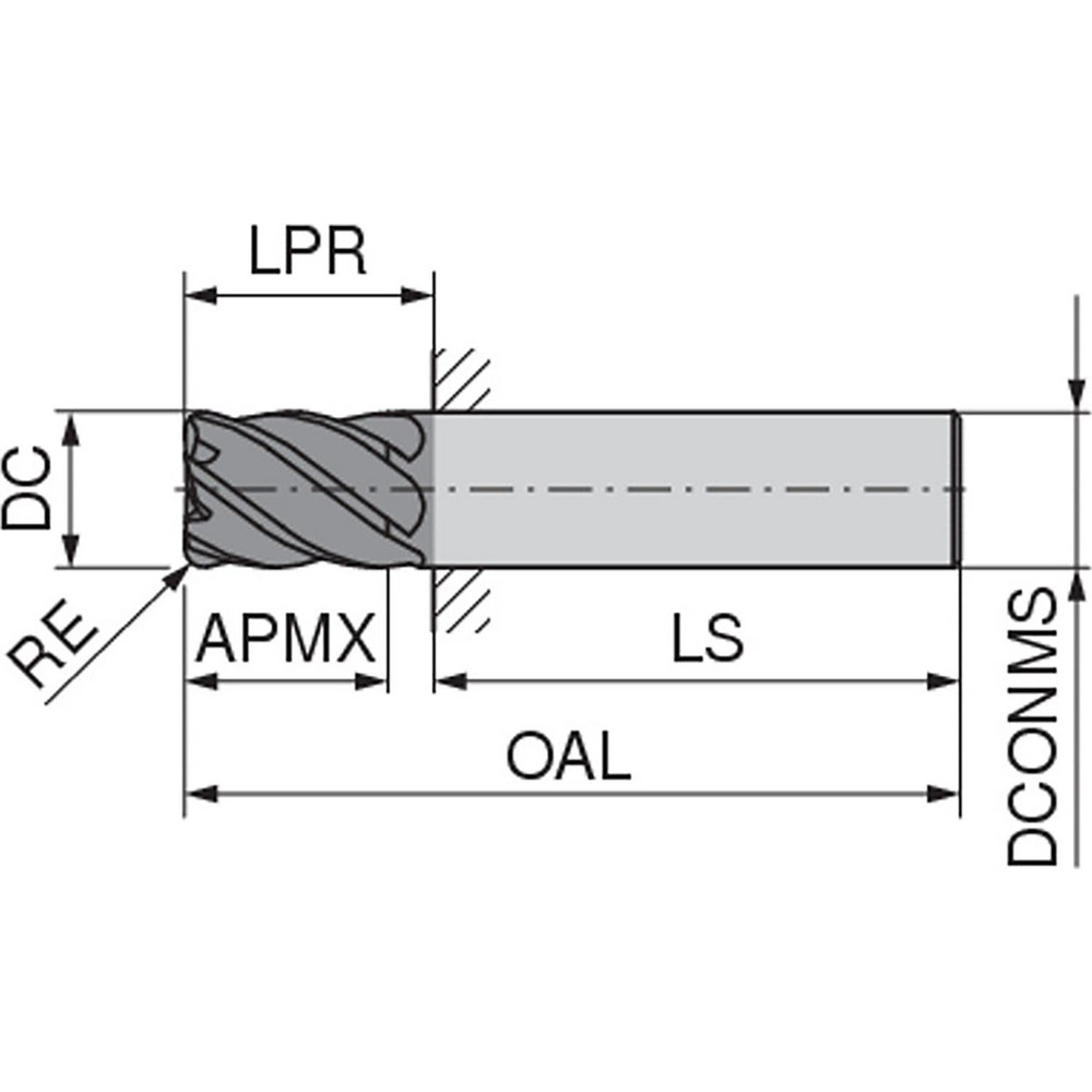 Ceratizit - Corner Radius End Mill: 20.00 mm Dia, 82.00 mm LOC, 3.00 mm ...