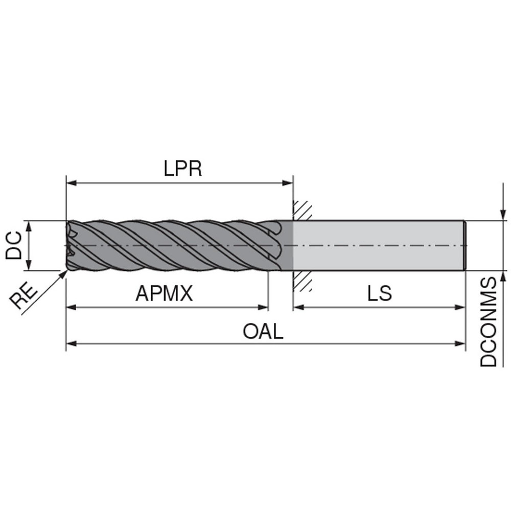 Ceratizit - Corner Radius End Mill: 20.00 mm Dia, 102.00 mm LOC, 1.50 ...