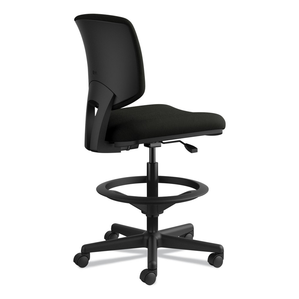 Hon - Adjustable Height Stool: Leather, 27" Seat Width, Black | MSC Direct