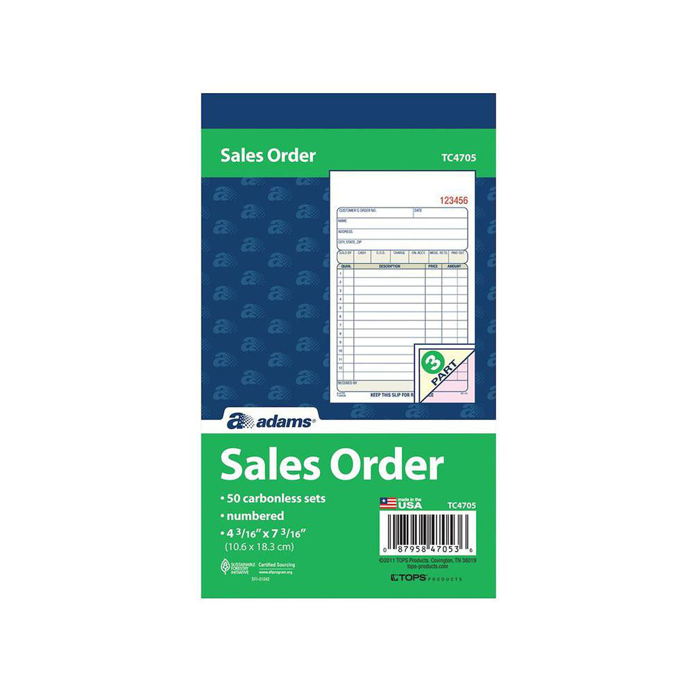 Adams Business Forms - Sales Order Book: 50 Sheets, 4-3/16 x 7-3/16 ...