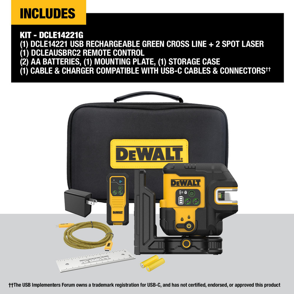 DeWALT - Laser Levels: Level Type: Cross Line; Laser Class: Class II ...