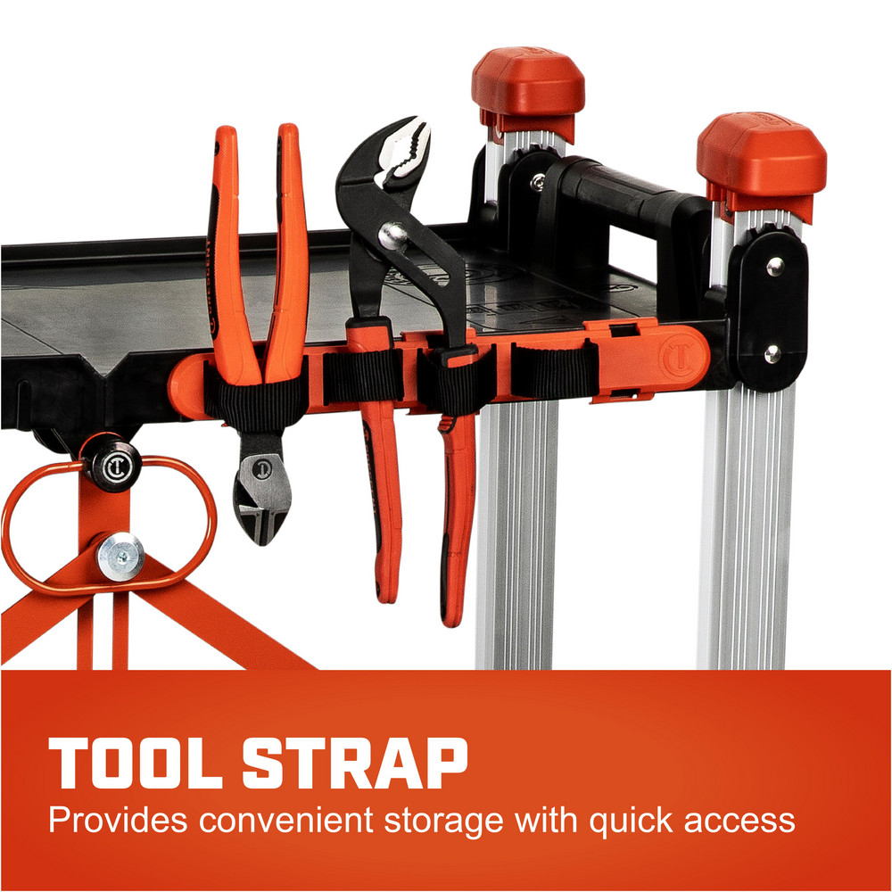 Crescent - 3-Shelf Folding Jobsite Cart, 20" Wide, 30-3/5" Long, 42-1/2 ...