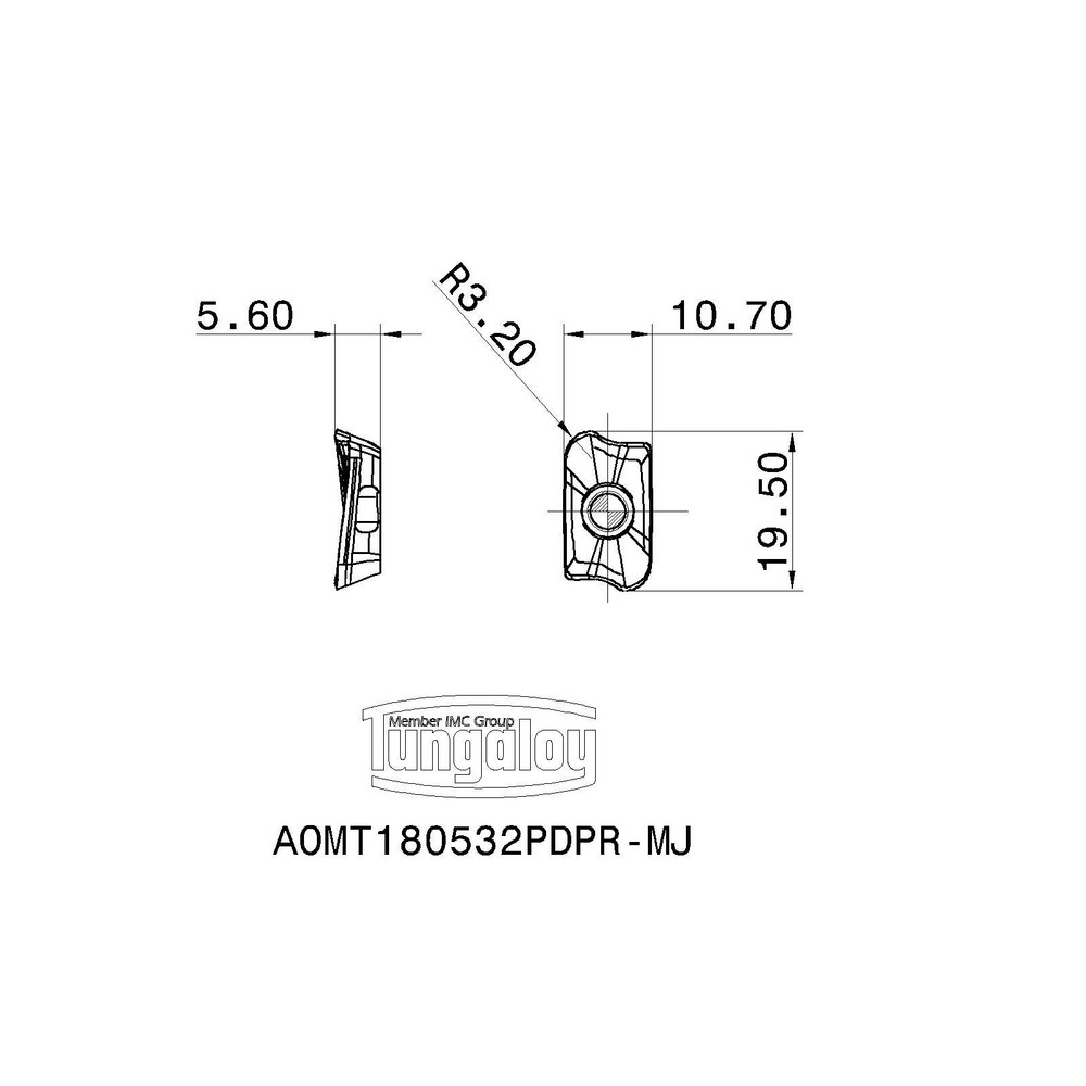 Tungaloy - Milling Insert: ANSI AOMT180532PDPR-MJ AH140, ISO ...