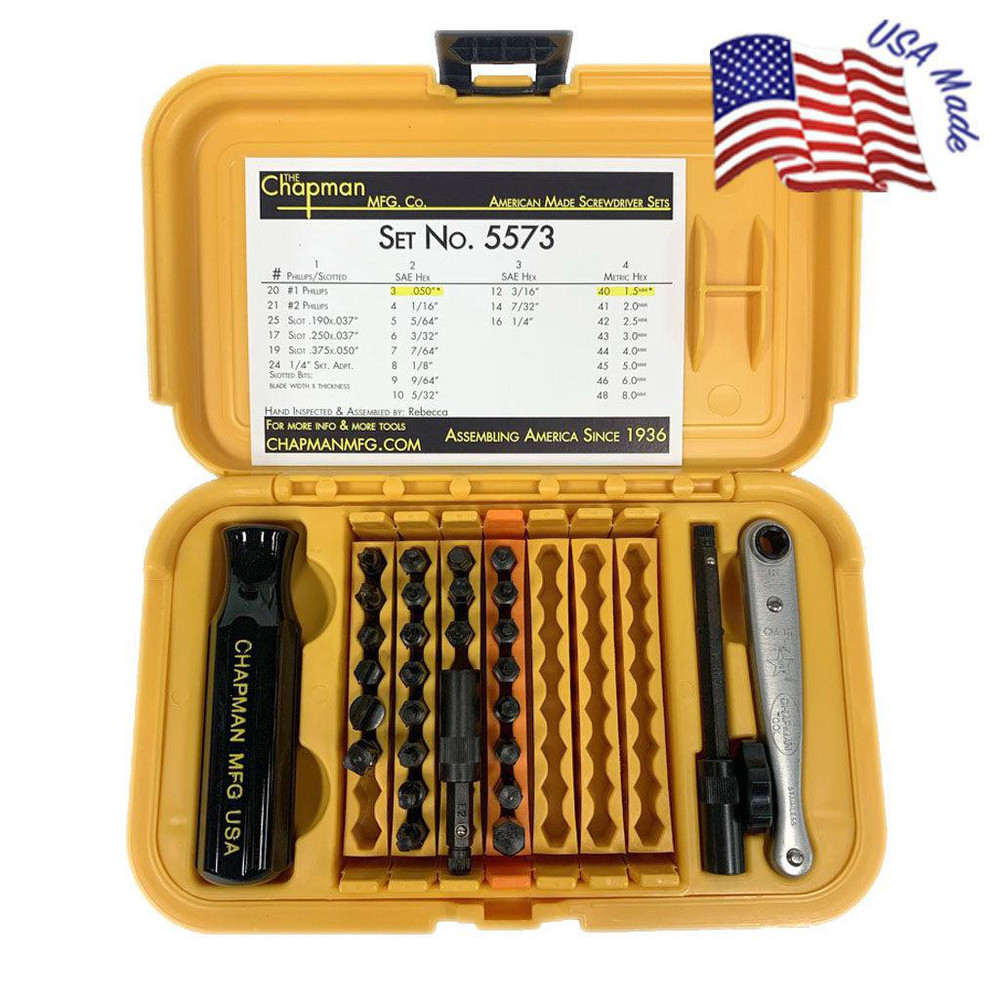 Chapman - Screwdriver Insert Bit Set: Hex Phillips & Slotted | MSC Direct