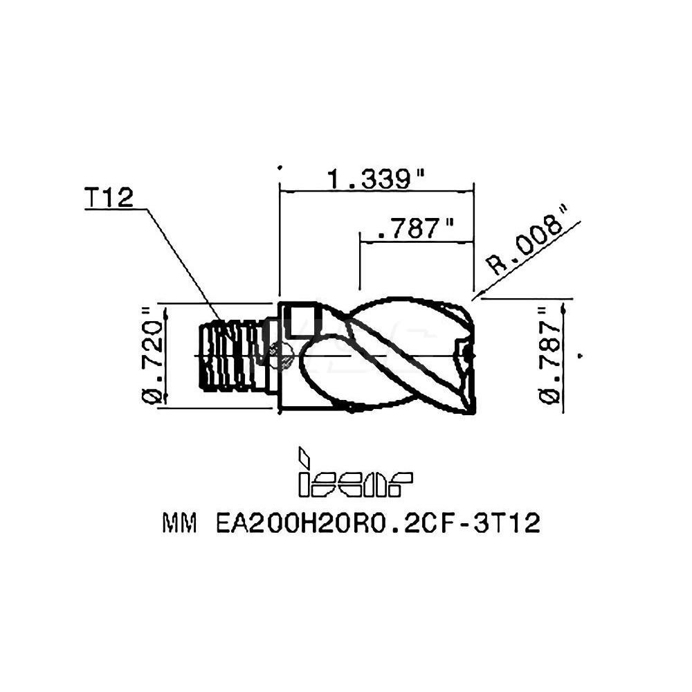 Iscar - Roughing Milling Tip Insert: MMEA200H20R0.2CF3T12, Carbide ...