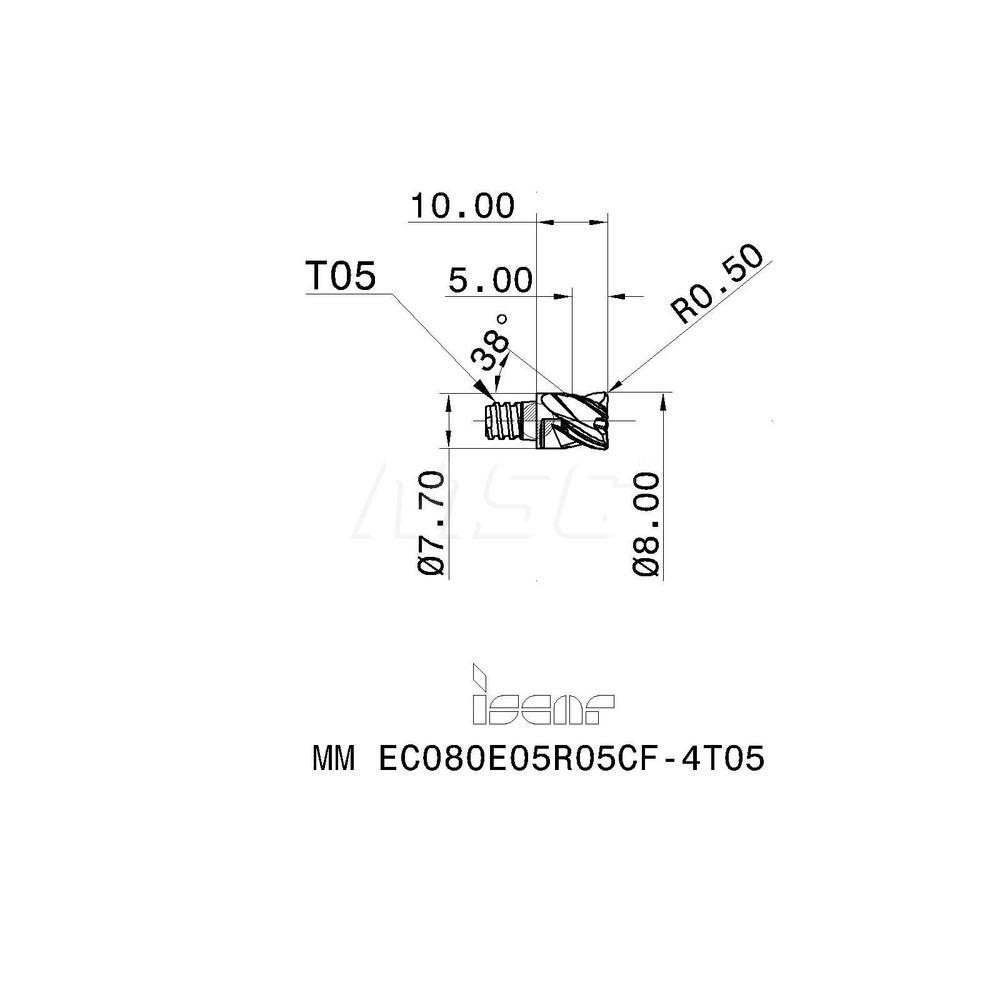 Iscar - Roughing Milling Tip Insert: MMEC080E05R05CF4T05 IC908, Carbide ...