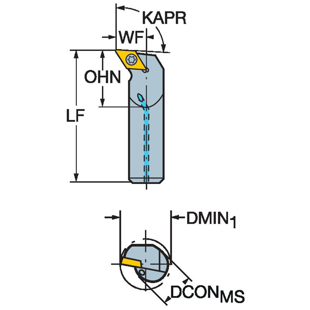Sandvik Coromant - Indexable Boring Bar: E10R-SDUPR2-R, 0.7717" Min ...
