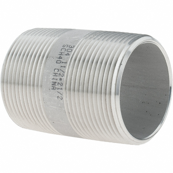 Value Collection - Stainless Steel Pipe Nipple: 1-1/2" Pipe, Grade 304 ...