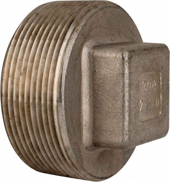 Value Collection - Pipe Square Head Plug: 2" Fitting, 304 Stainless ...