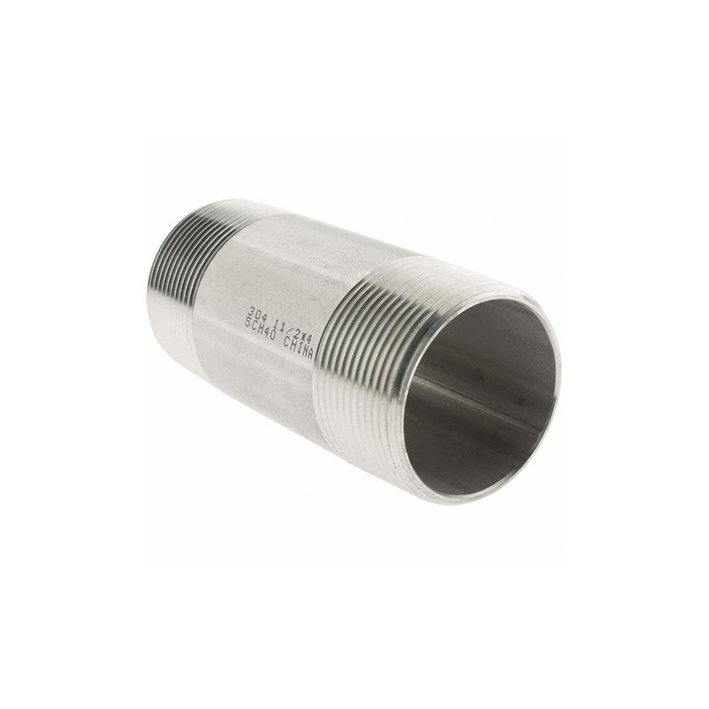 Value Collection - Stainless Steel Pipe Nipple: 1-1/2" Pipe, Grade 304 ...