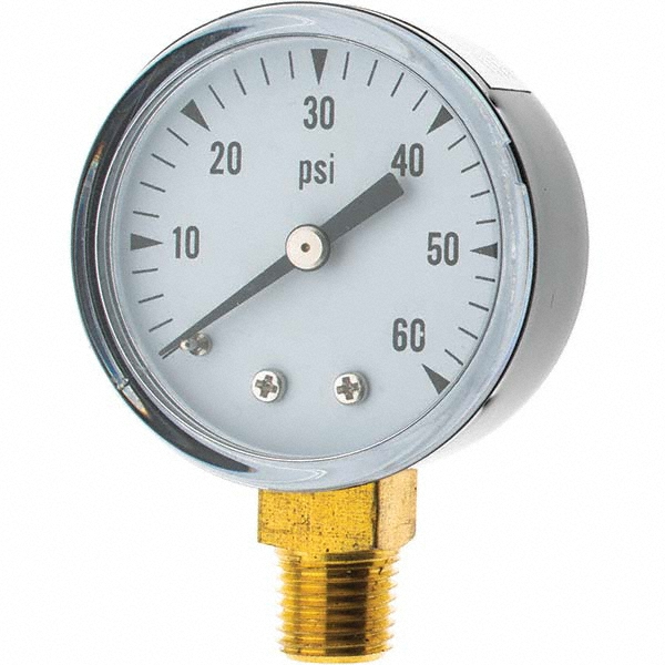 Value Collection - Pressure Gauge: 2" Dial, 1/4" Thread, NPT, Lower ...