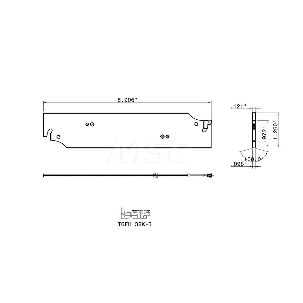 Iscar - TGFH Single End Neutral Indexable Cutoff Blade | MSC Direct