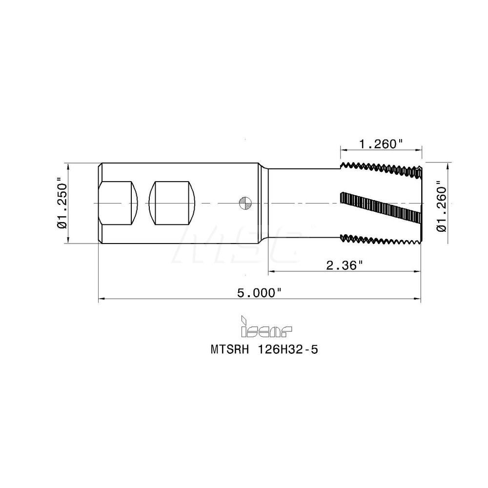 Iscar - Indexable Thread Mill: 1.26" Cut Dia, 2.36" Max Hole Depth ...