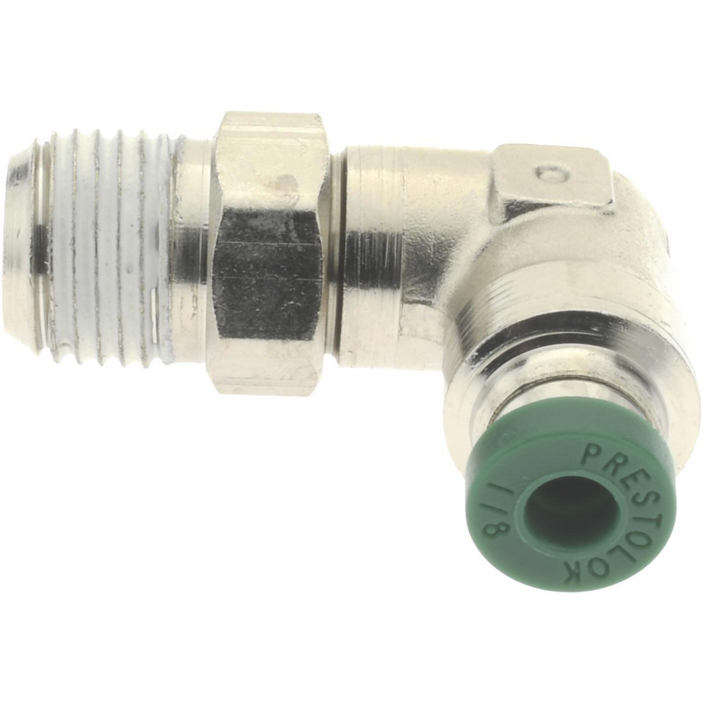 Parker - Push-to-Connect Push-to-Connect x Male NPTF Fitting: 90 deg Swivel Elbow, 1/8 Thread ...