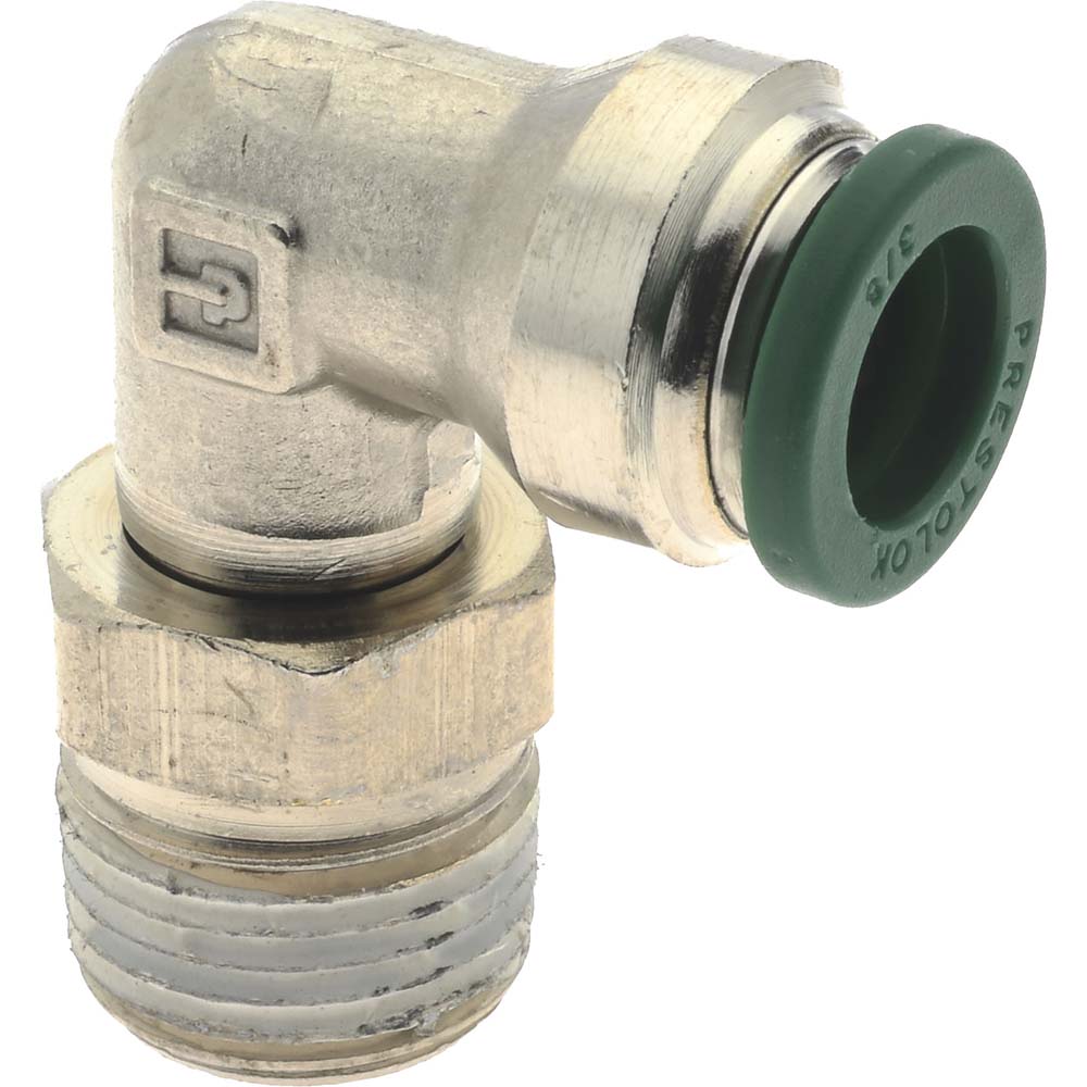 Parker - Push-to-Connect Push-to-Connect x Male NPTF Fitting: 90 deg Swivel Elbow, 3/8 Thread ...