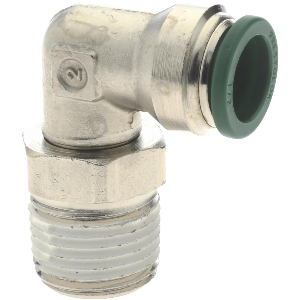Parker - Push-to-Connect Push-to-Connect x Male NPTF Fitting: 90 deg Swivel Elbow, 1/2 Thread ...