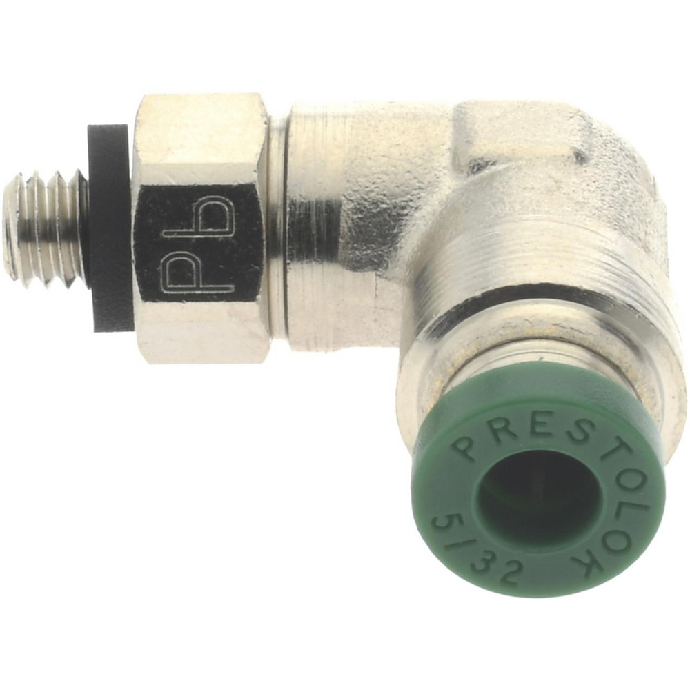 Parker - Push-to-Connect Push-to-Connect x Male NPTF Fitting: 90 deg Swivel Elbow, #10-32 Thread ...