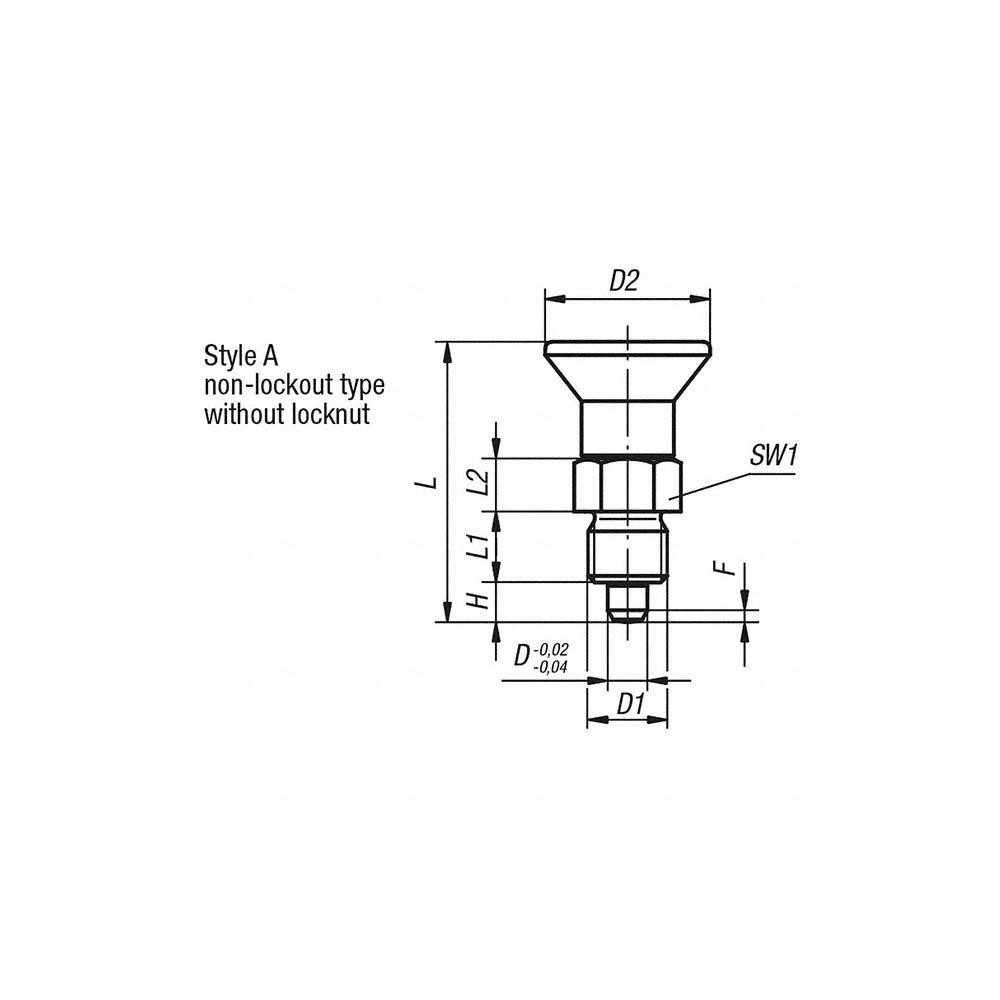 KIPP - M8x1, 6mm Thread Length, 4mm Plunger Dia, Hardened Locking Pin ...