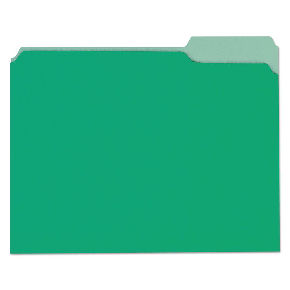 UNIVERSAL - File Folders with Top Tab: Letter, Green, 100/Pack | MSC Direct